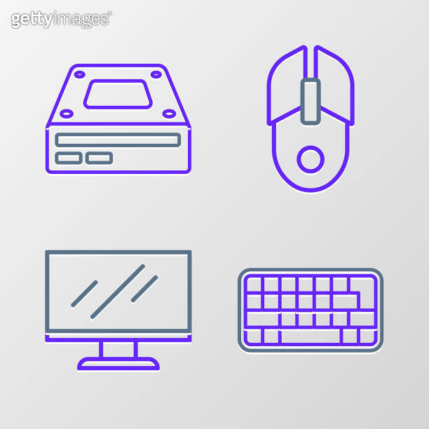 Set line Keyboard, Computer monitor screen, mouse and Optical disc ... Set line Keyboard, Computer monitor screen, mouse and Optical disc ...