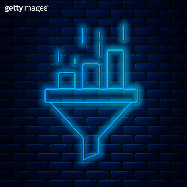 Glowing neon line Sales funnel with chart for marketing and startup ...