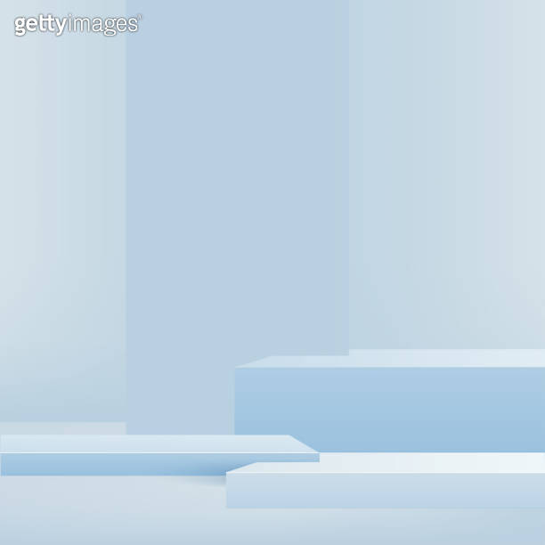 3d blue color podium and minimal blue color wall scene. 3d podium ...