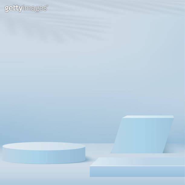 3d blue color podium and minimal blue color wall scene. 3d podium ...