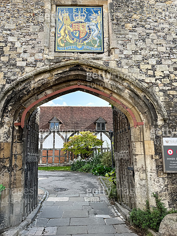 Winchester Cathedral Gates. The Priory Gate is a late 15th-century gate ...