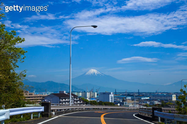 Panoramic views of Mt Fuji from the road near Nihondaira hill in ...