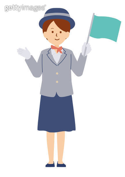 Clip art of female bus guide 이미지 (1717638365) - 게티이미지뱅크