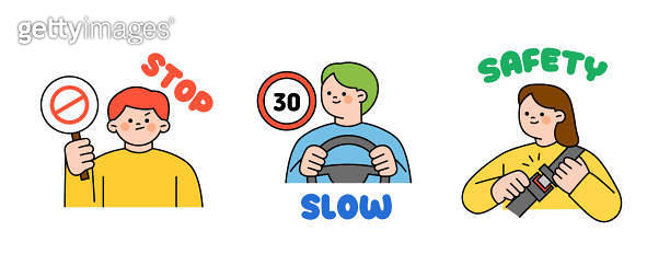 Traffic safety manual for drivers. Person holding a stop sign. Man ...