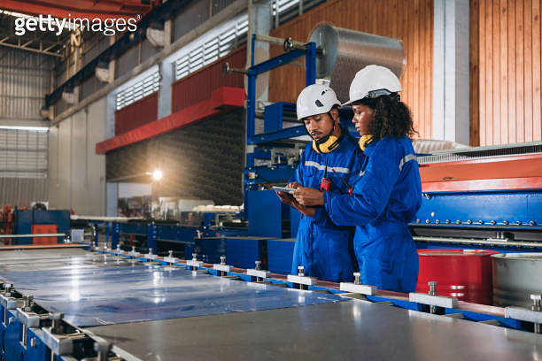 Foreman checking Material or Machine. Industrial worker inspecting and ...