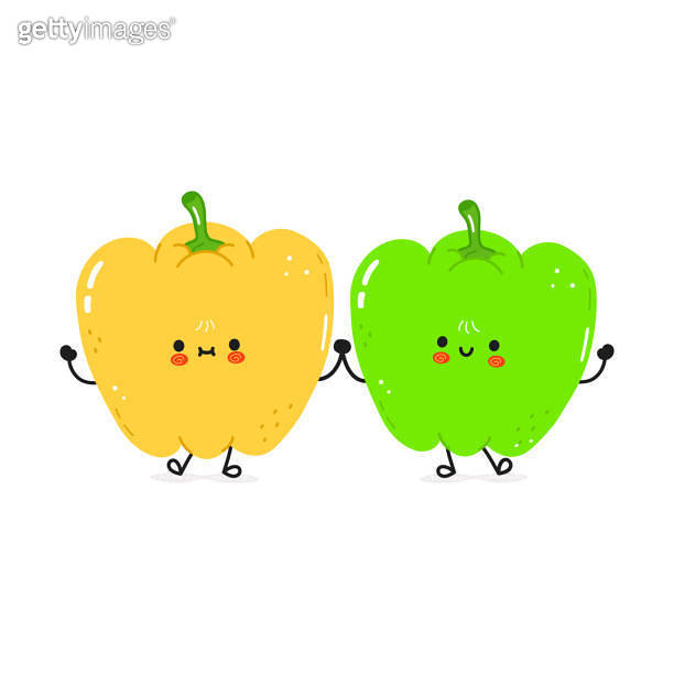 Yellow bell pepper and green bell pepper card 이미지 (1484503374) - 게티이미지뱅크
