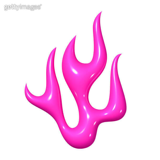 3D Y2K flame design - wavy inflated plastic fire element in 2000s ...