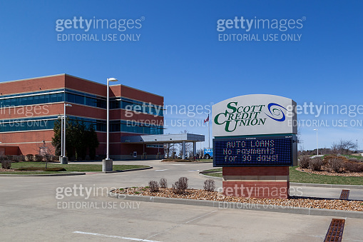 The sign of Scott Credit Union at its Headquarters in Edwardsville ...