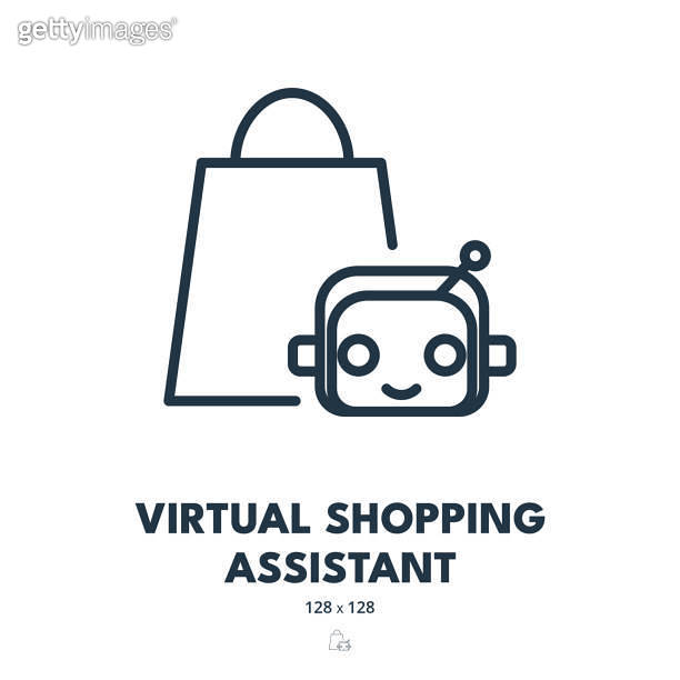 Virtual Shopping Assistant Icon. Chatbot, E-commerce, Robot. Editable ...