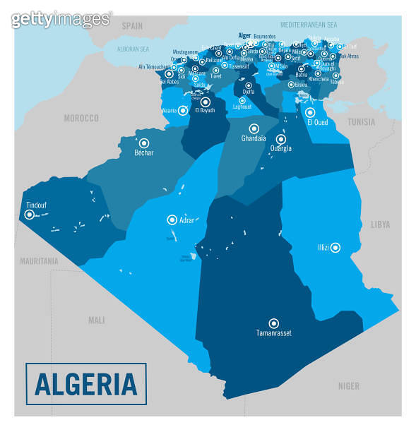 Algeria Africa country political administrative map. Detailed vector ...