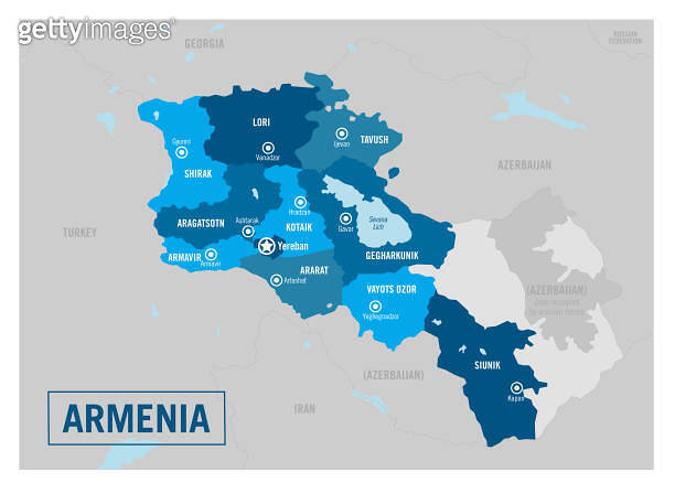 Armenia country political administrative map. Detailed vector ...
