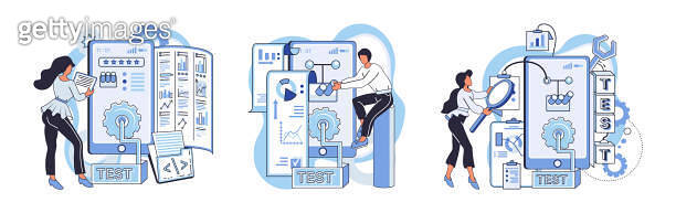 Application testing metaphor. Vector. Software testing, sweep that ...