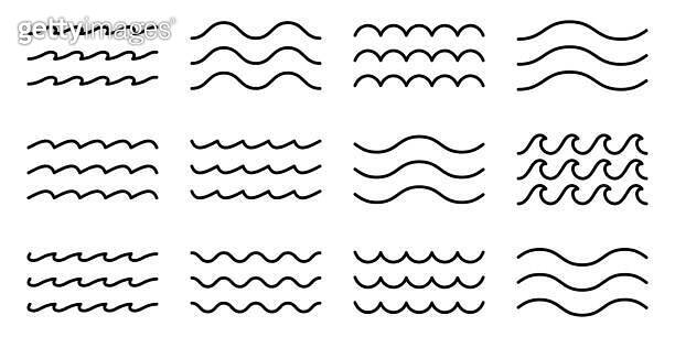 Set of line water waves icon. Sea waves vector illustration flat simple ...