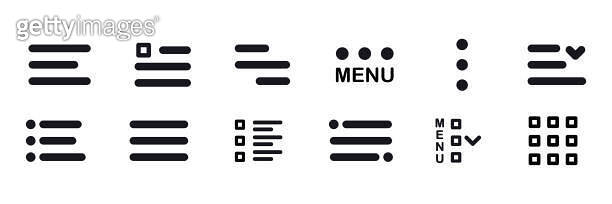 Set of black menu buttons for website UI navigation. Hamburger web and ...