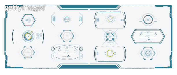 Callouts titles, loading bars, arrows, holograms VR, icons, bar labels ...