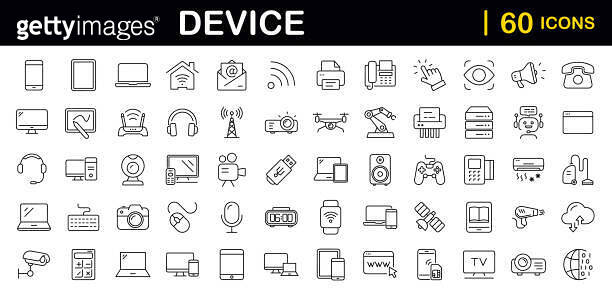 Devices set of web icons in line style. Electronic devices and gadgets icons for web and mobile ...