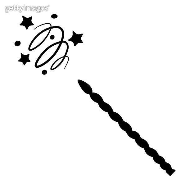 Magic wand. Silhouette. A twisted wand twisted in a spiral creates a ...