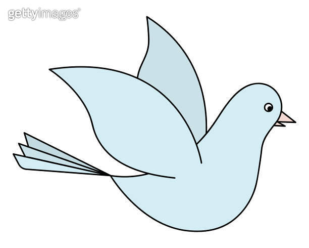 Dove in cartoon style. The blue bird flaps its wings. Pigeon is a ...