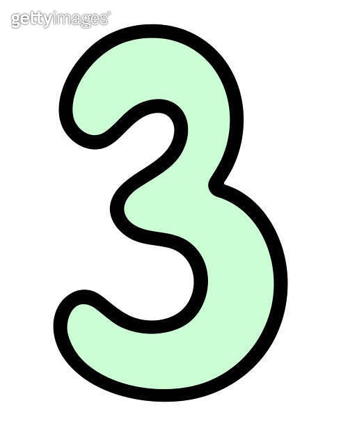 Troika. Green number three with rounded corners. Arabic number symbol ...