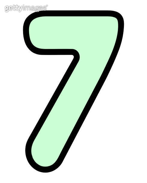 Seven. Green number seven with rounded corners. Arabic number symbol ...