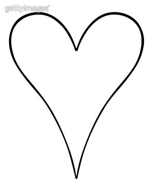 Heart. An elongated symbol of love. Sketch. Hand drawn long romantic ...