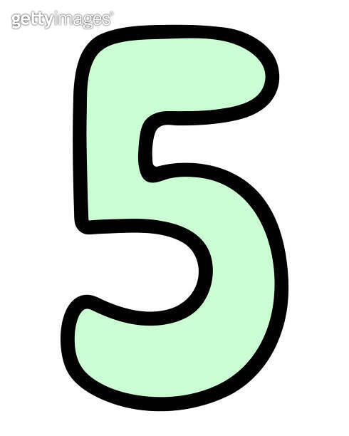 Five. Green number five with rounded corners. Arabic number symbol ...