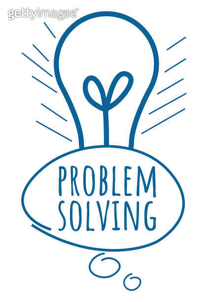 Problem Solving Bulb Bubbles Text Blue 이미지 (1811186876) - 게티이미지뱅크