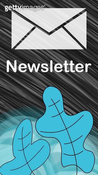 Newsletter Dark Lines Turquoise Leaves Circles Text Vertical 이미지 ...