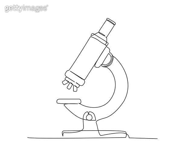 Continuous one line drawing of microscope. Simple illustration of ...