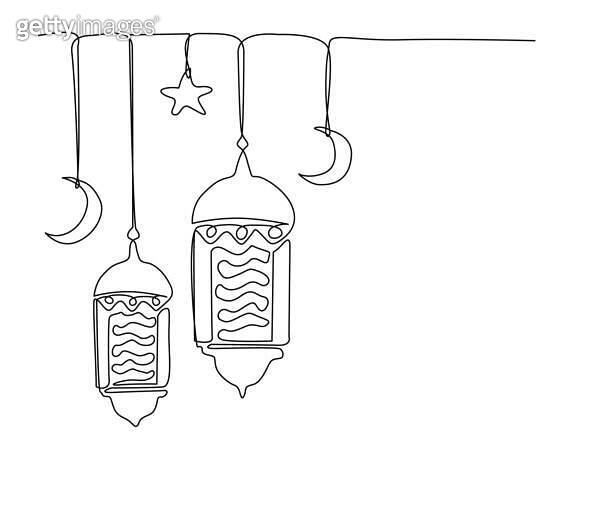Continuous one line drawing of Ramadan Kareem Symbol. Simple ...