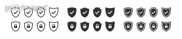 Shield safety icon. Protect symbol. Defense signs. Safe lock symbols ...