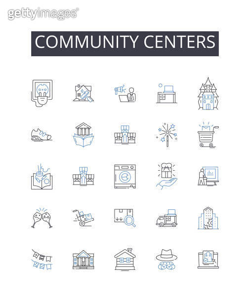Community centers line icons collection. Branding, Logo, Reputation ...