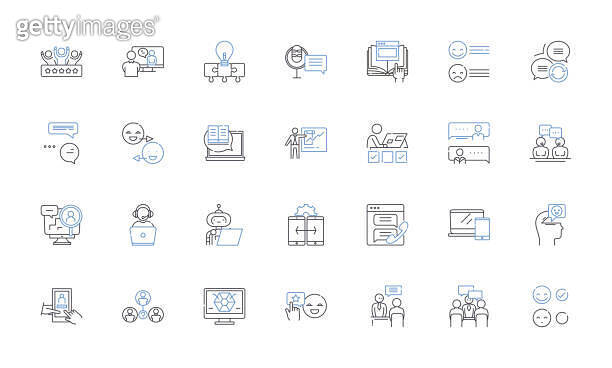 Yakking buddies line icons collection. Paddle, Water, Adventure ...