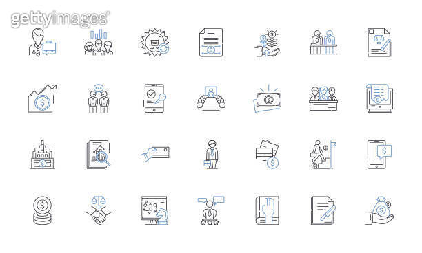 Mtary establishment line icons collection. Barracks, Military base ...
