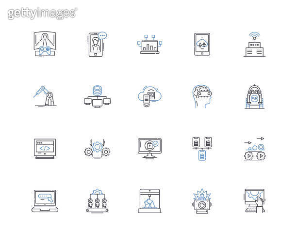 Transformation elements line icons collection. Shift, Change, Growth ...