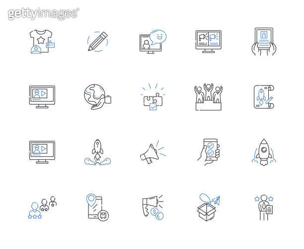 Push line icons collection. Shove, Propel, Thrust, Nudge, Press, Force ...