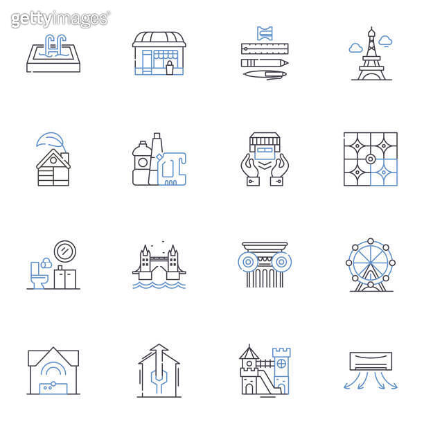 Trailers line icons collection. Hitch, Cargo, Haul, Flatbed, Enclosed ...