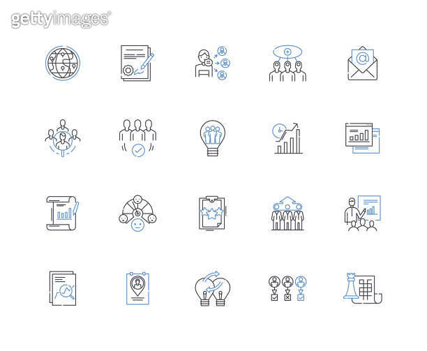 Strategic direction line icons collection. Vision , Planning , Goals ...