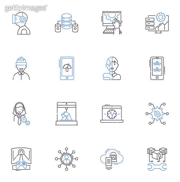 Predictive analytics line icons collection. Forecasting, Modeling ...