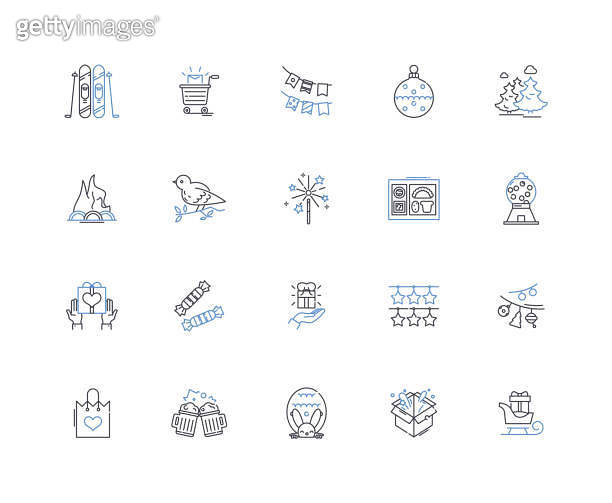 Winter solstice line icons collection. Solstice, Winter, Longest, Night ...