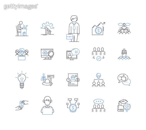Staff synergy line icons collection. Teamwork, Collaboration, Unity ...