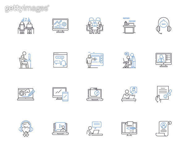 Workflow outline icons collection. Process, Automation, Management ...
