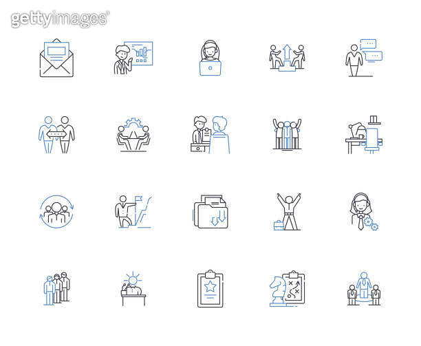 Writing tools line icons collection. Pen, Notebook, Pencil, Keyboard ...