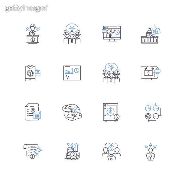 Collar an establishment line icons collection. Authority, Control ...