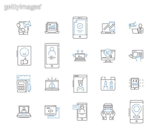Computer Vision line icons collection. Recognition, Detection, Analysis ...