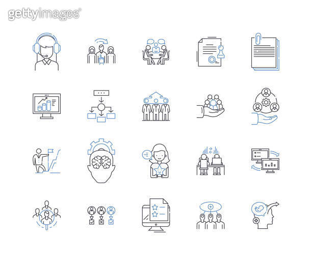Oversight line icons collection. regulation, supervision, management ...