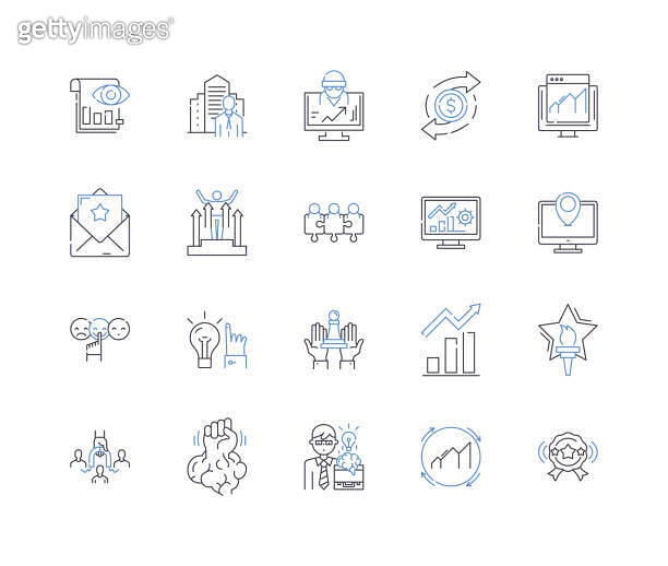 Company advancement line icons collection. Growth, Development ...