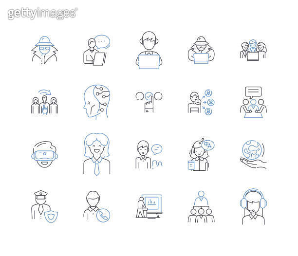 Executive board line icons collection. Leadership, Decision-making ...