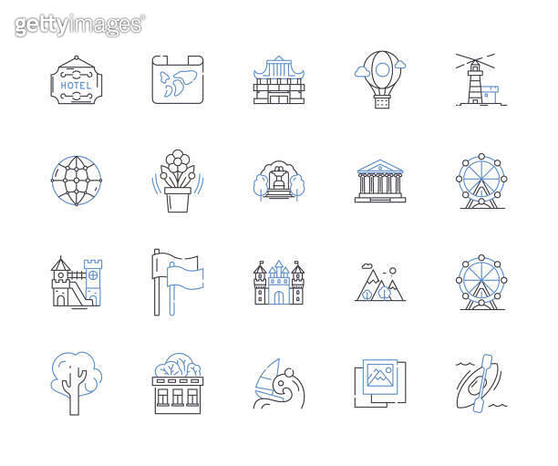 Tour operator outline icons collection. Tour, Operator, Travel, Agency ...