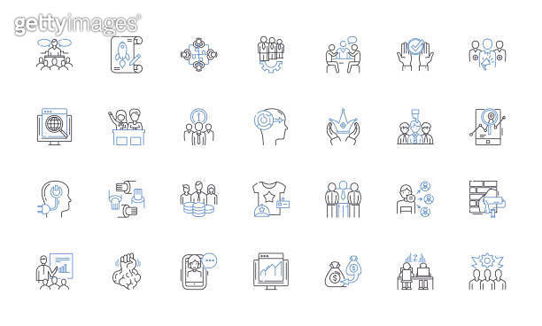 Joint enterprise line icons collection. Collaboration, Partnership ...